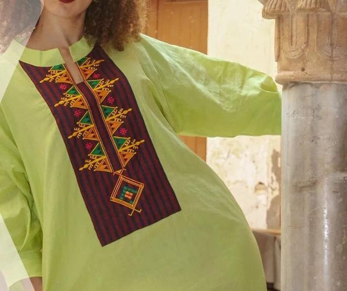 Women's Djellaba Jeba With Berber Patterns Pistachio - Etsy