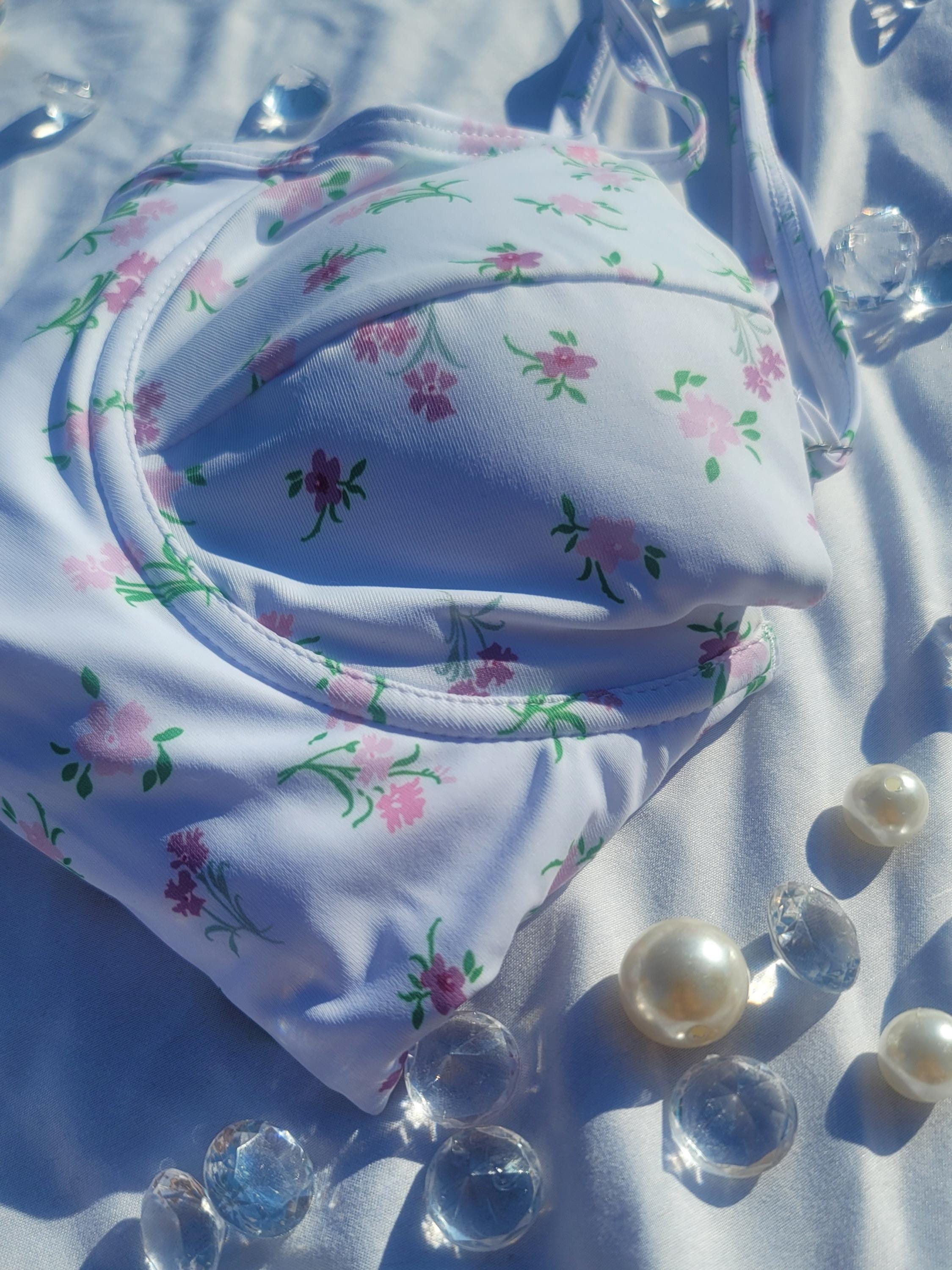 Floral Swimsuit Cute Flower Print One Piece Underwire Swimwear Classy ...