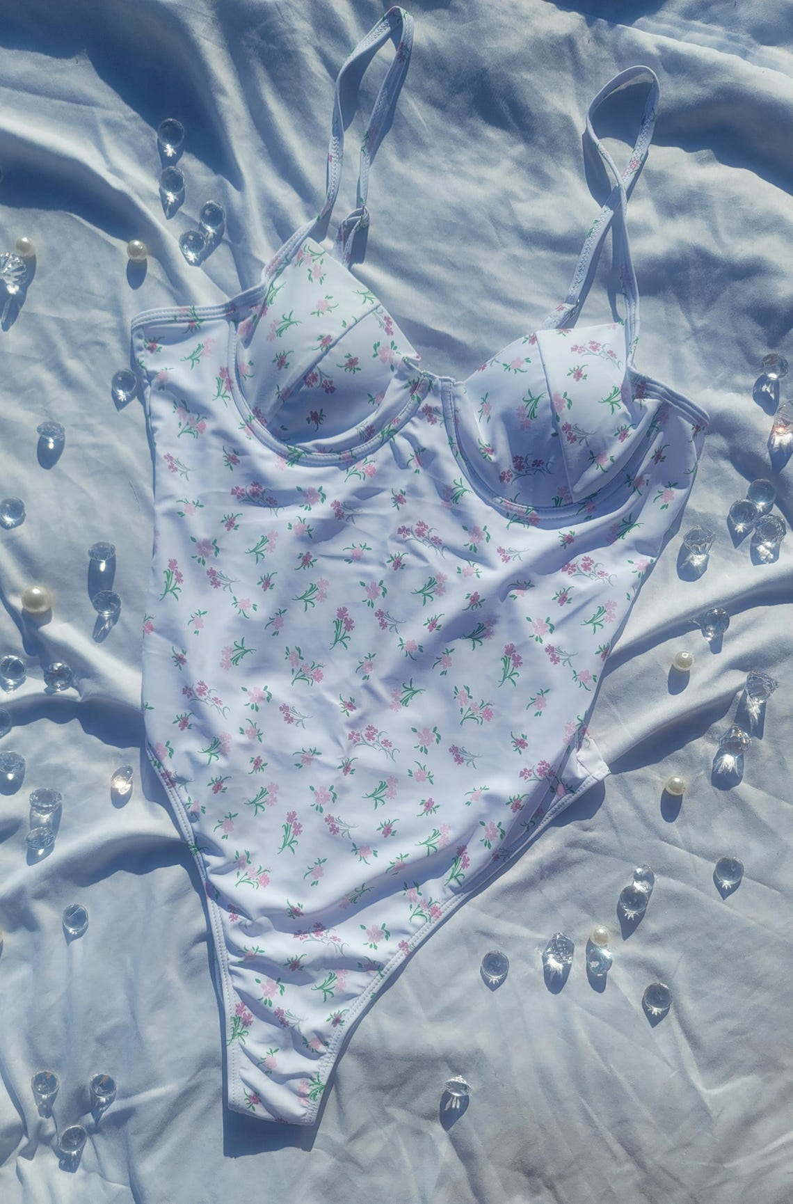 Floral Swimsuit Cute Flower Print One Piece Underwire Swimwear Classy ...