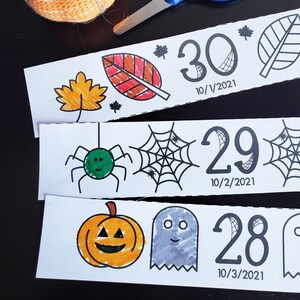 Halloween Countdown Coloring Page, Countdown Chain Printable, Days ...