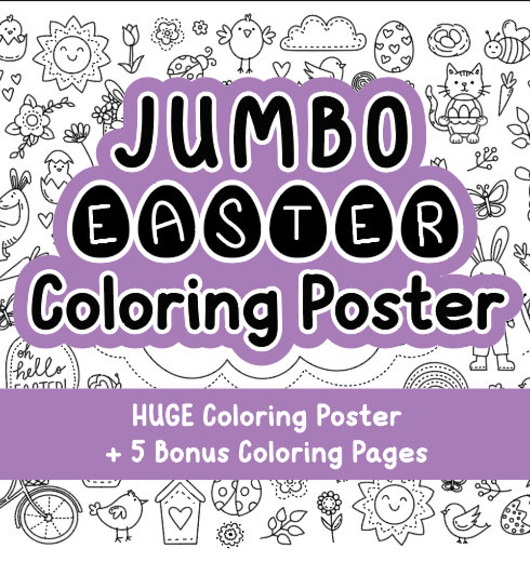 Jumbo Easter Coloring Poster: Holiday Party Activity (digital Download ...