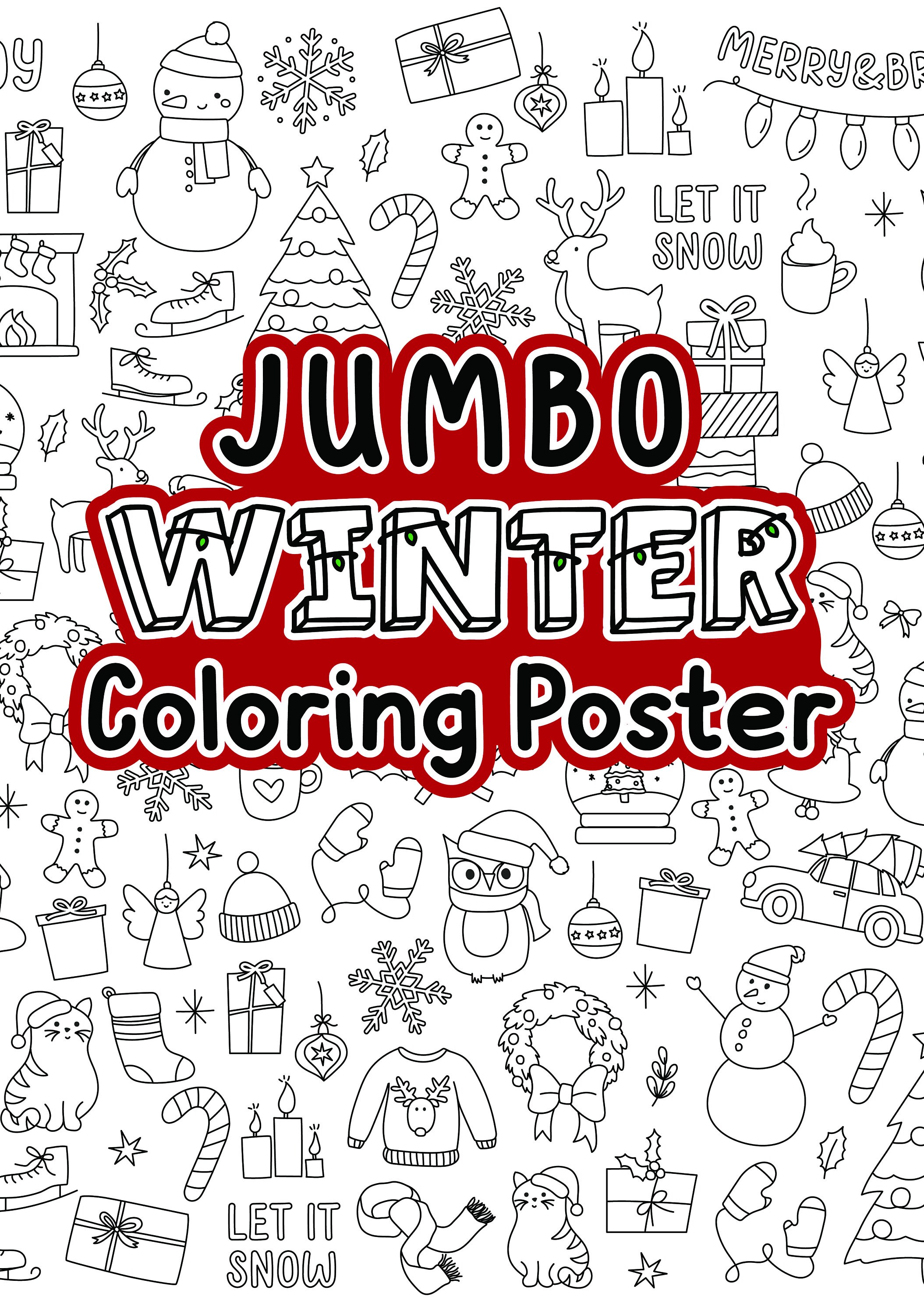 JUMBO Winter Coloring Poster, Christmas Coloring Banner for Kids ...