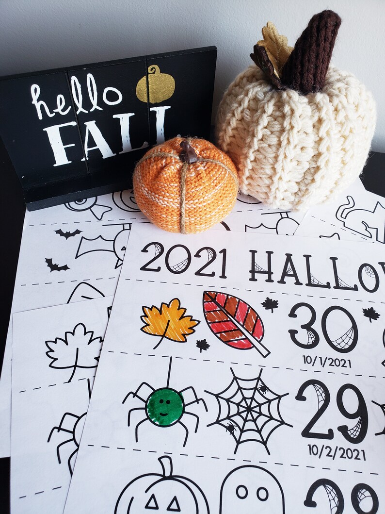 Halloween Countdown Coloring Page, Countdown Chain Printable, Days ...