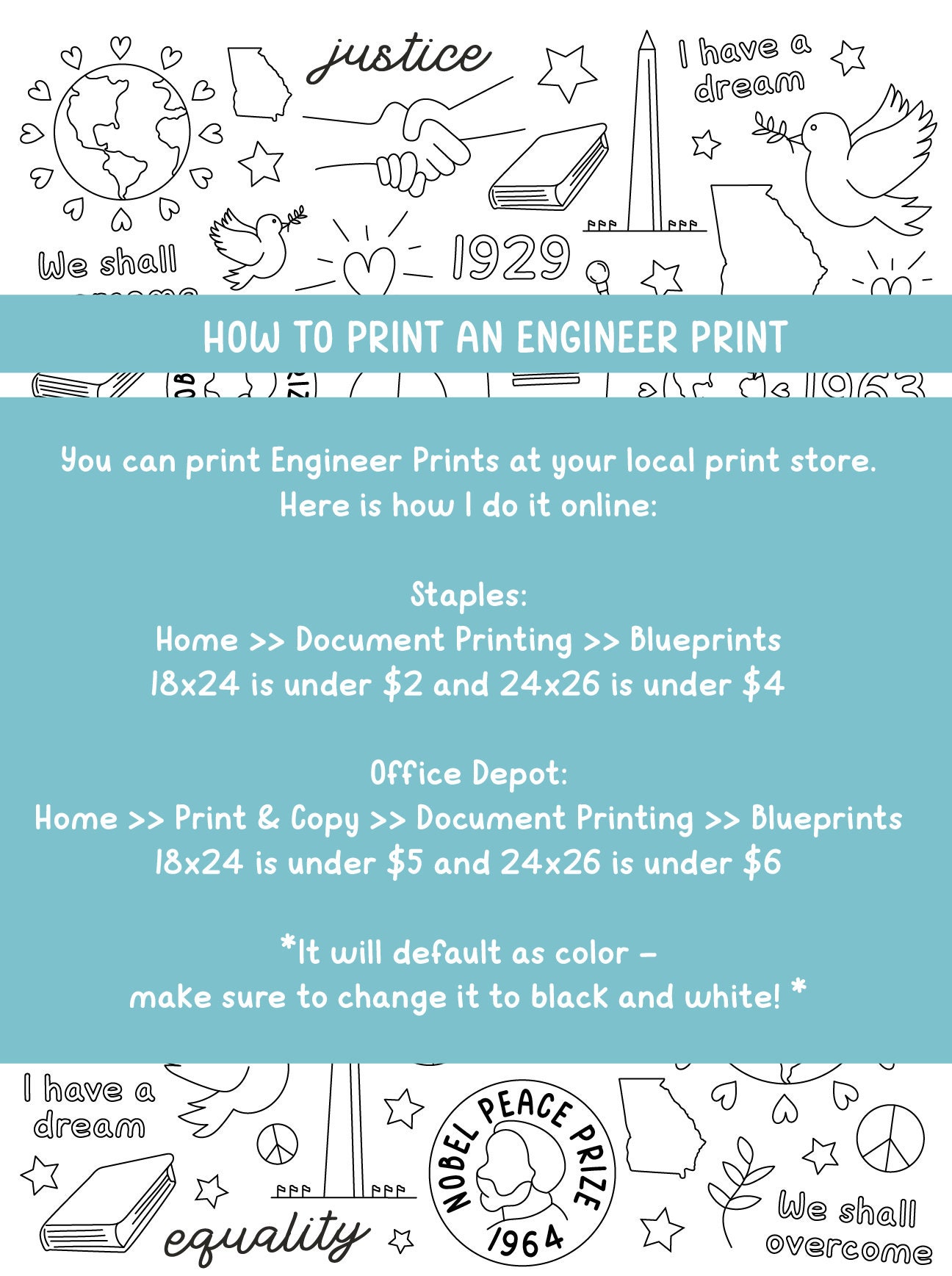 JUMBO Martin Luther King Jr. Coloring Poster, MLK Day, Martin Luther ...