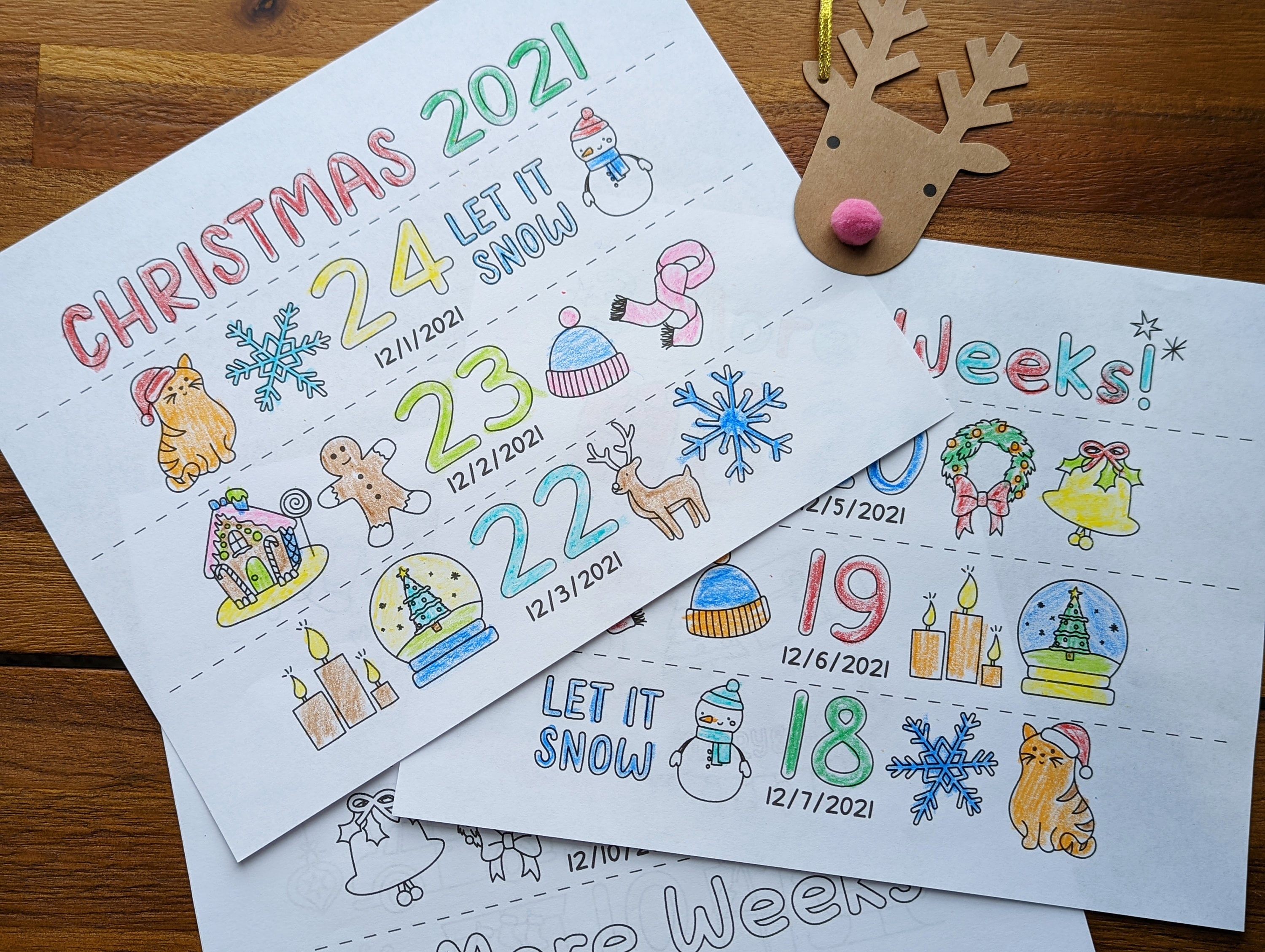 Countdown to Christmas, Paper Chain Advent, Coloring Advent for Kids ...