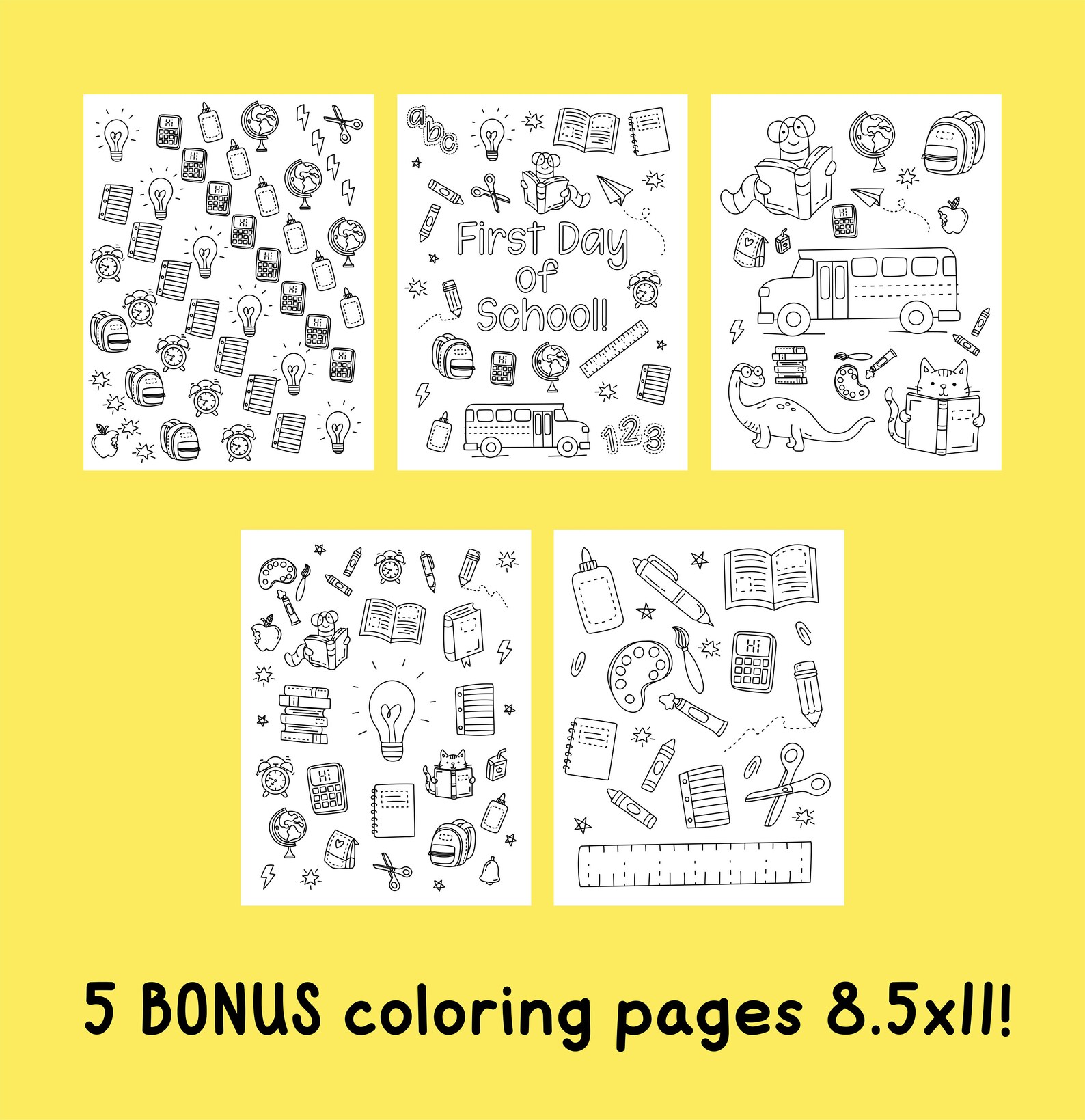JUMBO Back to School Coloring, Coloring Page Banner, First Day of ...