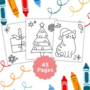 45 Christmas Coloring Pages for Kids, Preschool Coloring Book, Simple ...