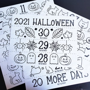 Halloween Countdown Coloring Page, Countdown Chain Printable, Days ...
