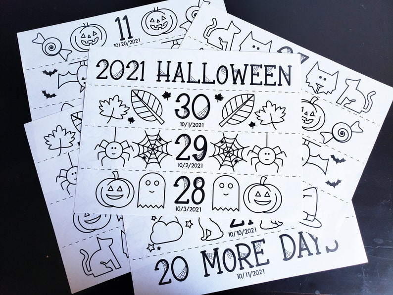 Halloween Countdown Coloring Page, Countdown Chain Printable, Days ...