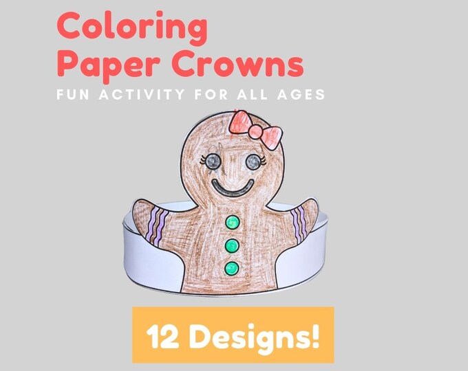 Reindeer Paper Crown Hat Christmas Winter Holiday Party Coloring ...