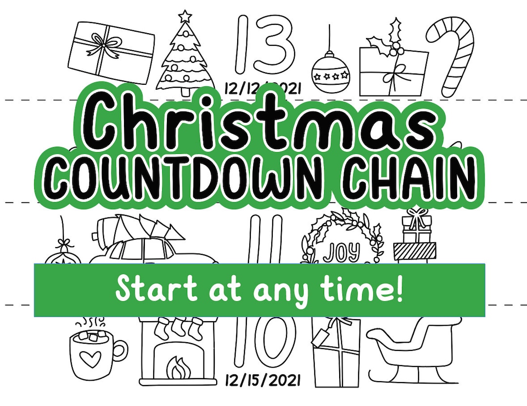 Countdown to Christmas, Paper Chain Advent, Coloring Advent for Kids ...