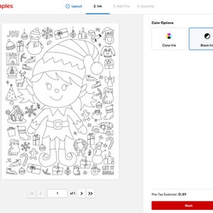 JUMBO Christmas Coloring Poster, GIRL Elf Coloring Page, Doodle ...