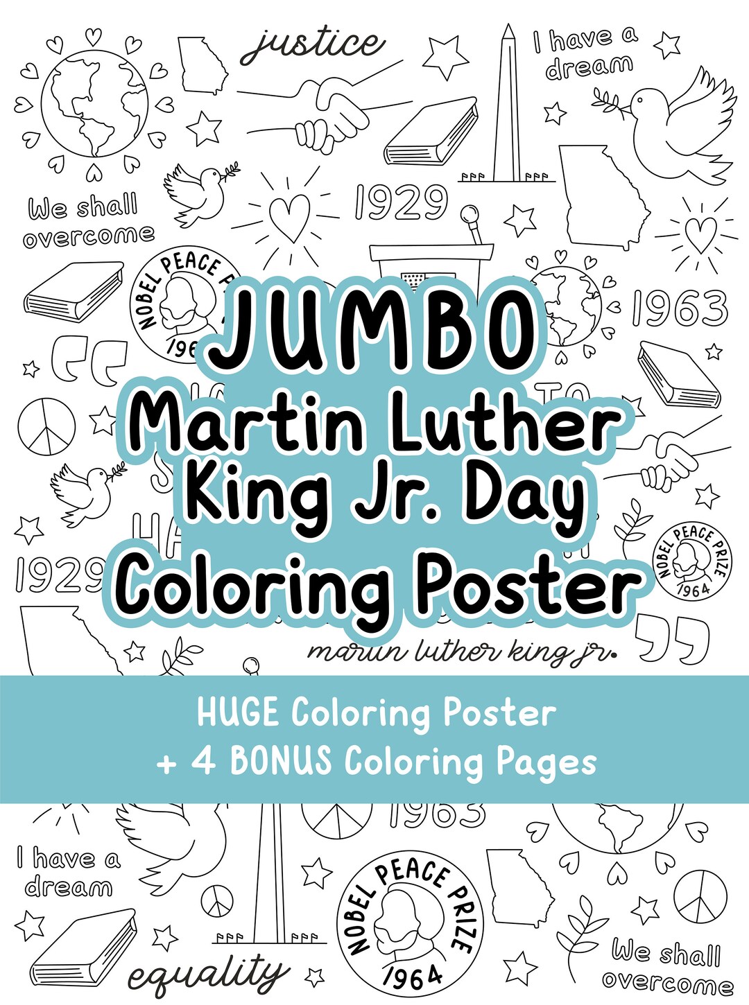 JUMBO Martin Luther King Jr. Coloring Poster, MLK Day, Martin Luther ...