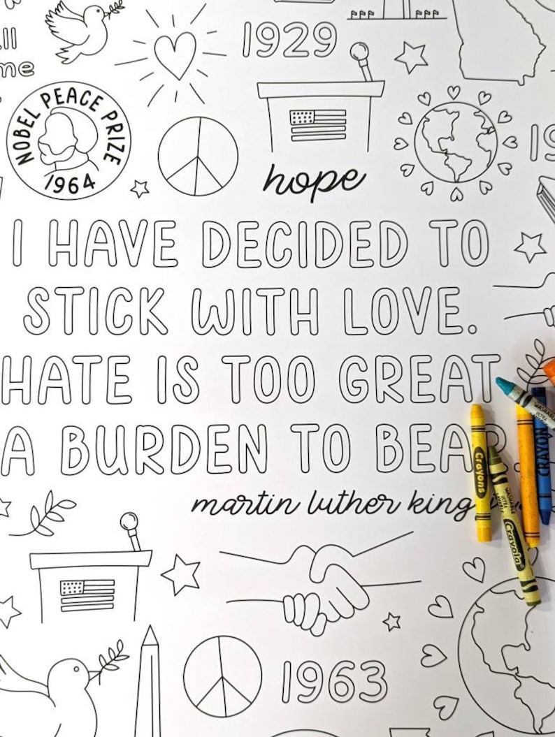 JUMBO Martin Luther King Jr. Coloring Poster, MLK Day, Martin Luther ...