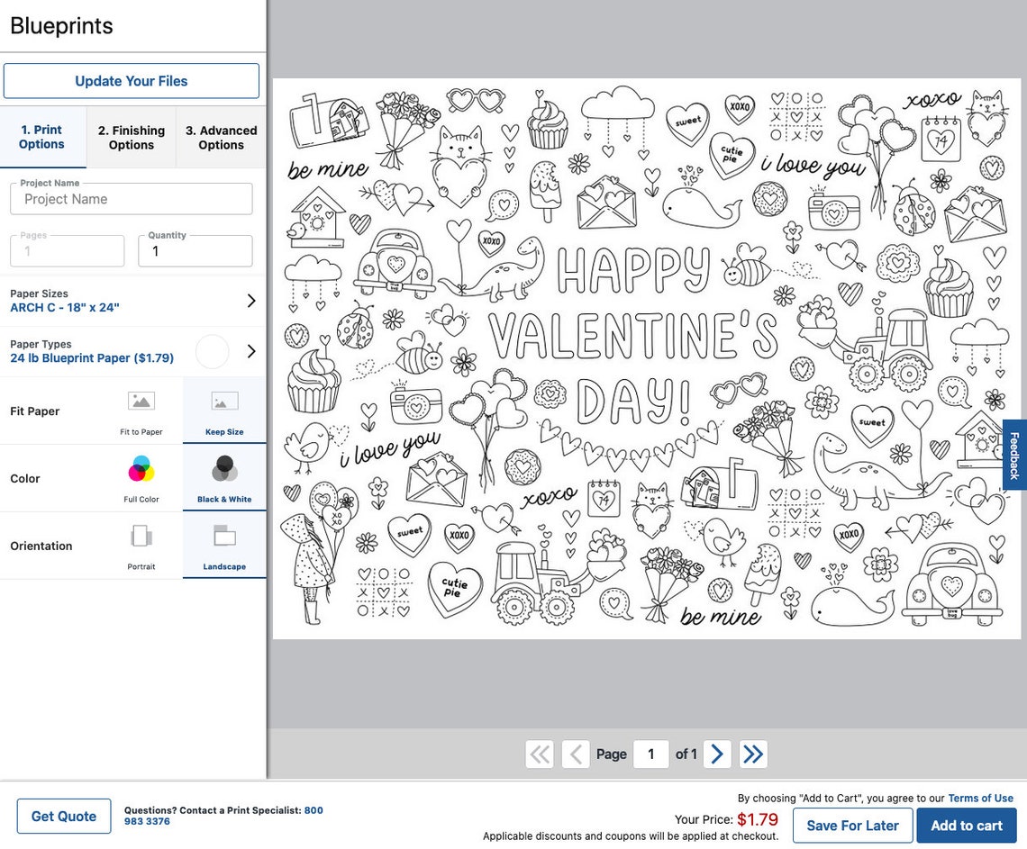 JUMBO Valentine's Day Coloring Poster Giant Valentine - Etsy