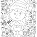 JUMBO Christmas Coloring Poster, GIRL Elf Coloring Page, Doodle ...