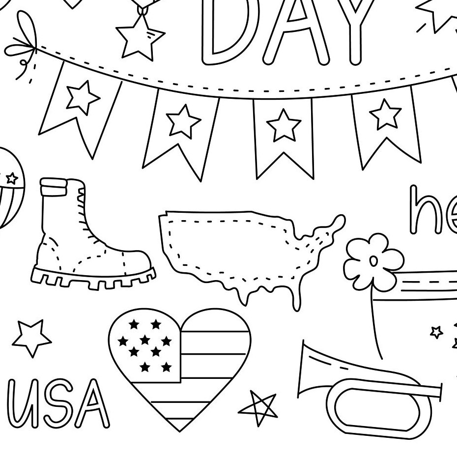 Jumbo Veterans Day Coloring Poster: Kids Activity (PDF) - Etsy