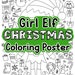 JUMBO Christmas Coloring Poster, GIRL Elf Coloring Page, Doodle ...