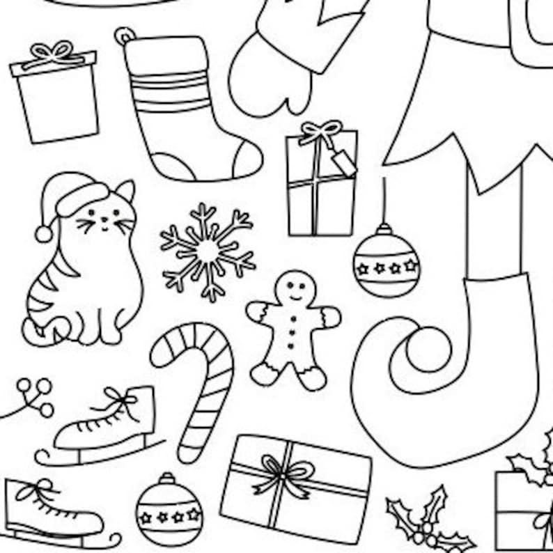 JUMBO Christmas Coloring Poster, GIRL Elf Coloring Page, Doodle ...