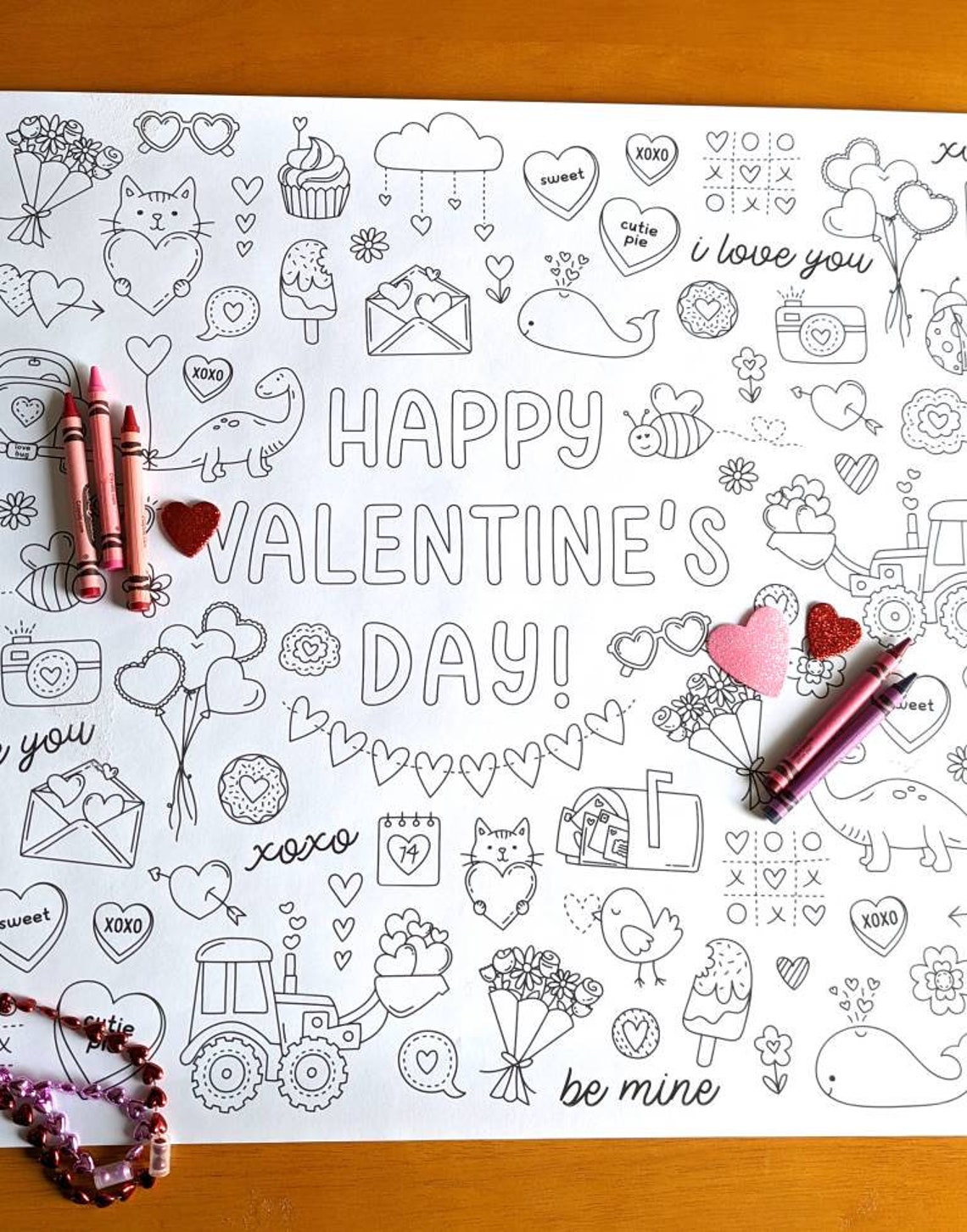 JUMBO Valentine's Day Coloring Poster Giant Valentine - Etsy