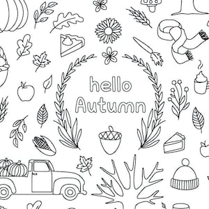 Jumbo Fall Thanksgiving Coloring Poster: Kids' Doodle Page (digital ...