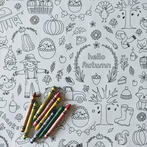 Jumbo Fall Thanksgiving Coloring Poster: Kids' Doodle Page (digital ...