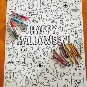 JUMBO Halloween Coloring Poster, Halloween Coloring Sheet for Party ...