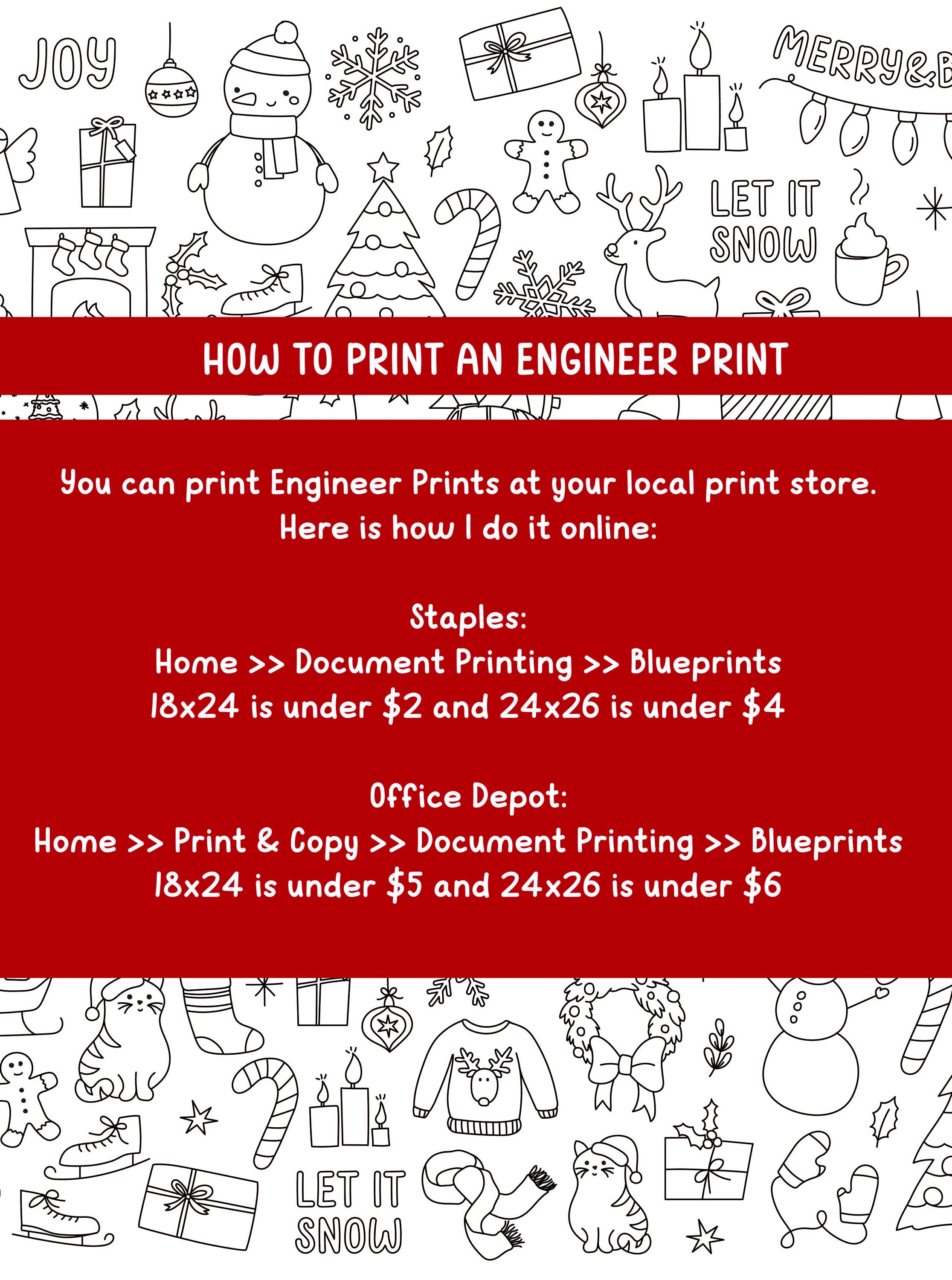 JUMBO Winter Coloring Poster, Christmas Coloring Banner for Kids ...