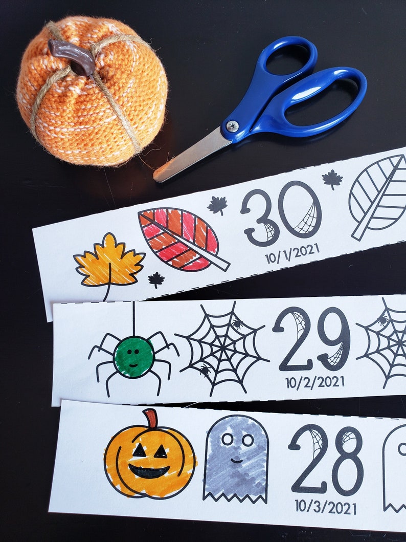 Halloween Countdown Coloring Page, Countdown Chain Printable, Days ...
