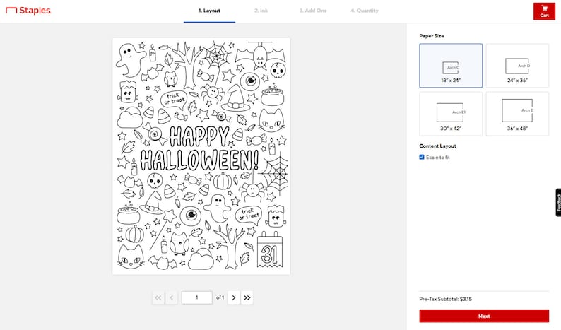 JUMBO Halloween Coloring Poster, Halloween Coloring Sheet for Party ...