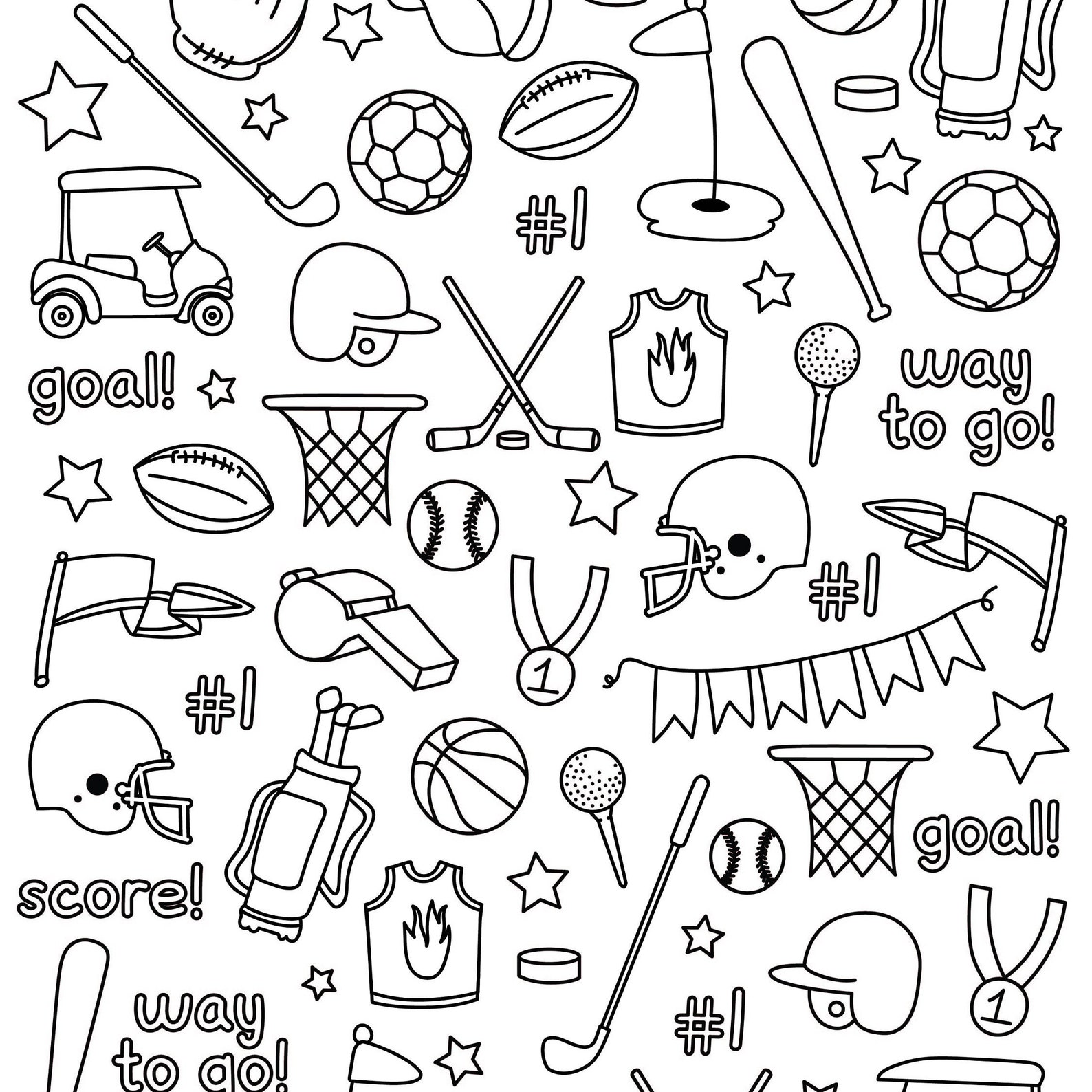 Jumbo Sports Coloring Poster: Kids Birthday Party Activity (digital ...