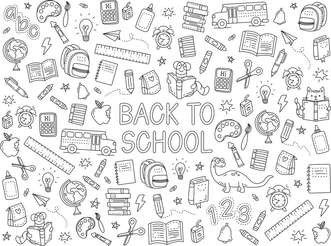 JUMBO Back to School Coloring, Coloring Page Banner, First Day of ...