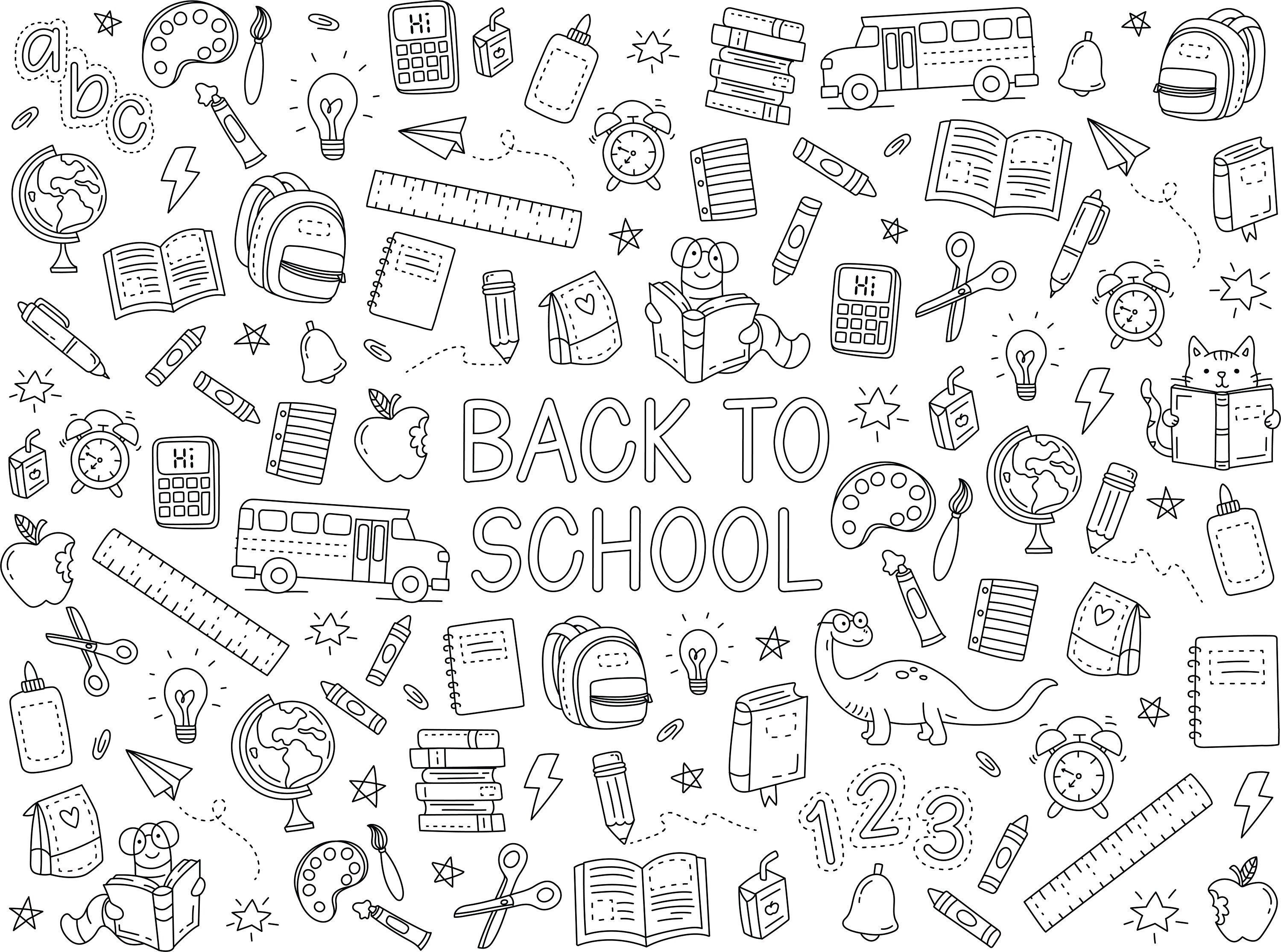 JUMBO Back to School Coloring, Coloring Page Banner, First Day of ...