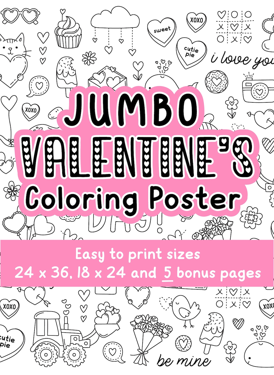 JUMBO Valentine's Day Coloring Poster, Giant Valentine, Valentine's ...