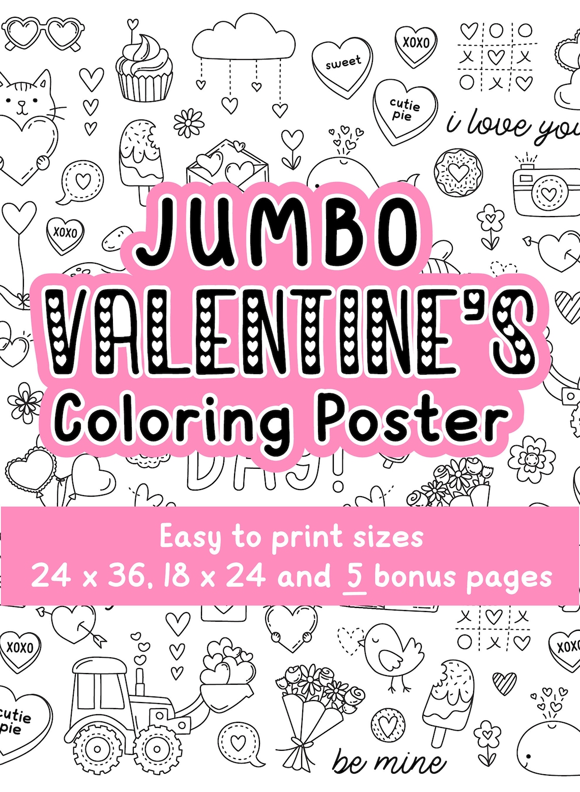 JUMBO Valentine's Day Coloring Poster Giant Valentine - Etsy