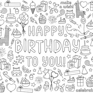 Jumbo Birthday Coloring Poster: Giant Card, Party Banner (digital ...