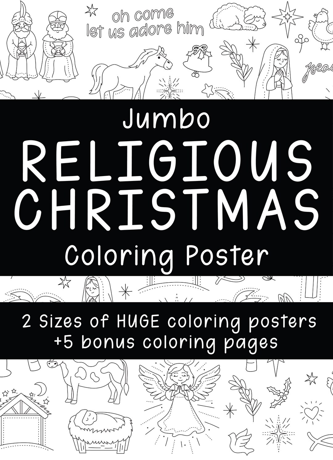 Nativity Coloring Poster – Jumbo Christmas Bible Story Printable for ...