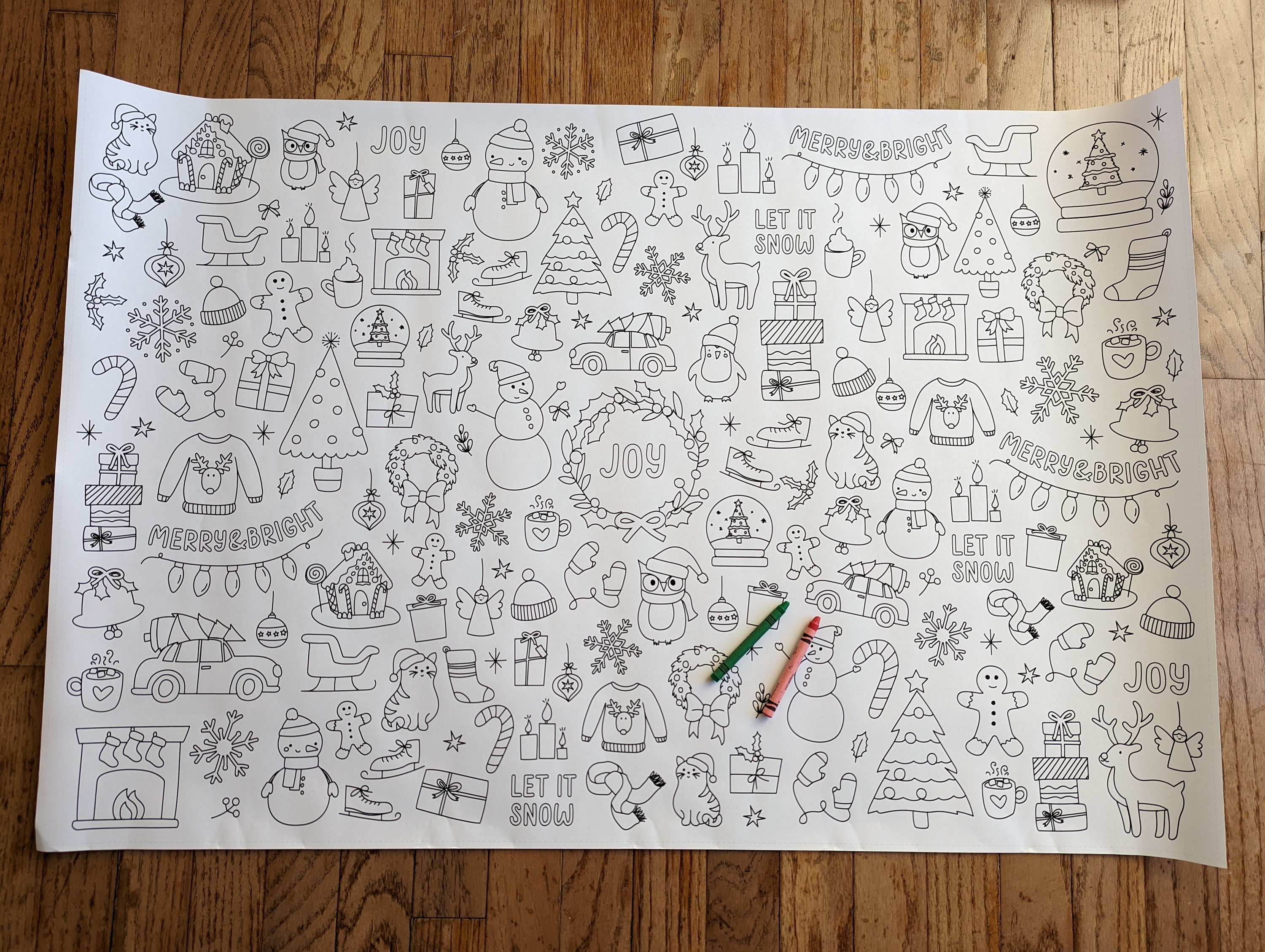 Jumbo Winter Coloring Poster: Holiday Activity Banner (digital Download ...