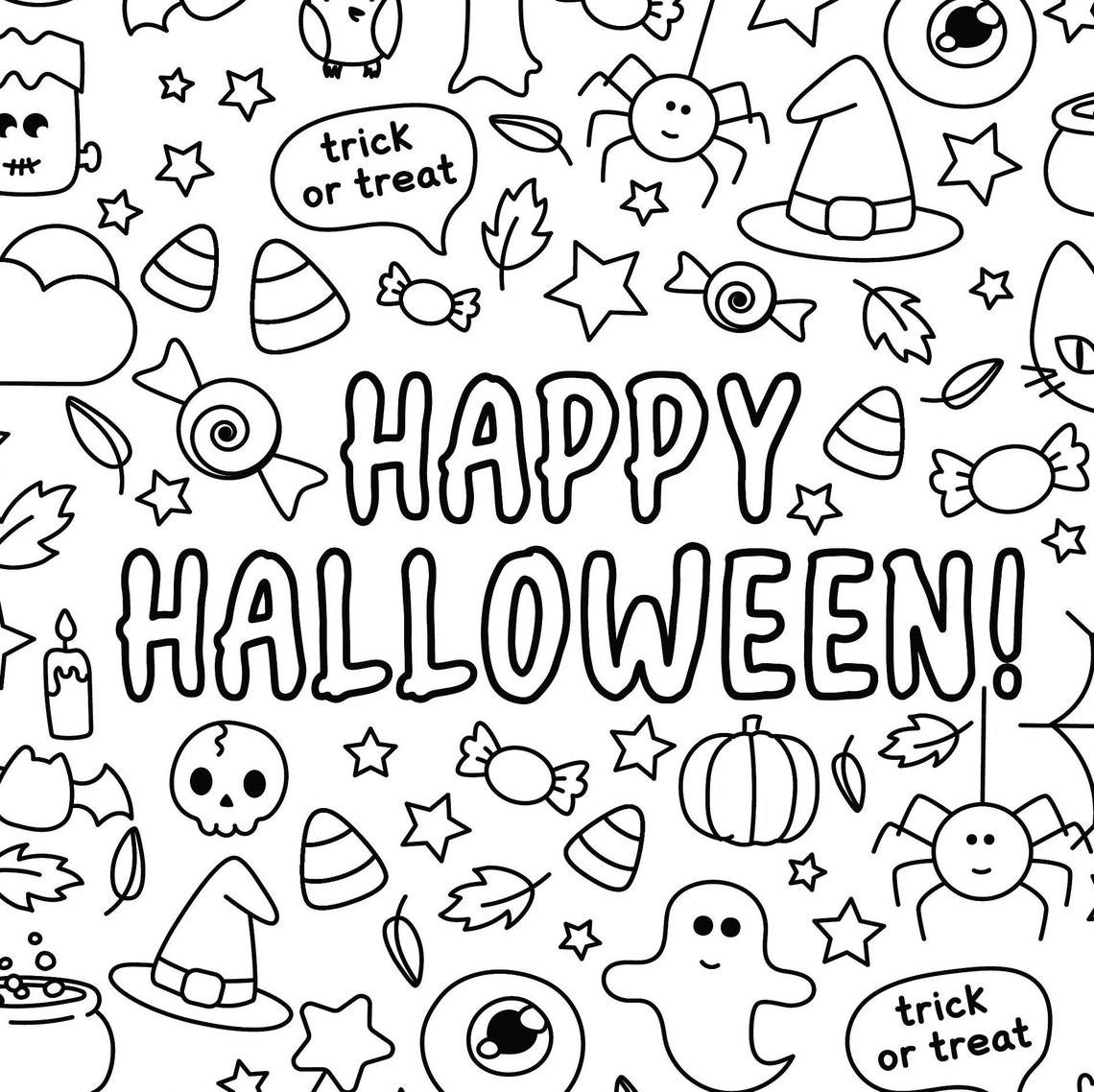 Jumbo Halloween Coloring Poster: Party Activity, Homeschool Printable ...