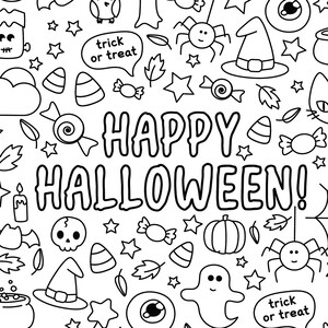 JUMBO Halloween Coloring Poster, Halloween Coloring Sheet for Party ...