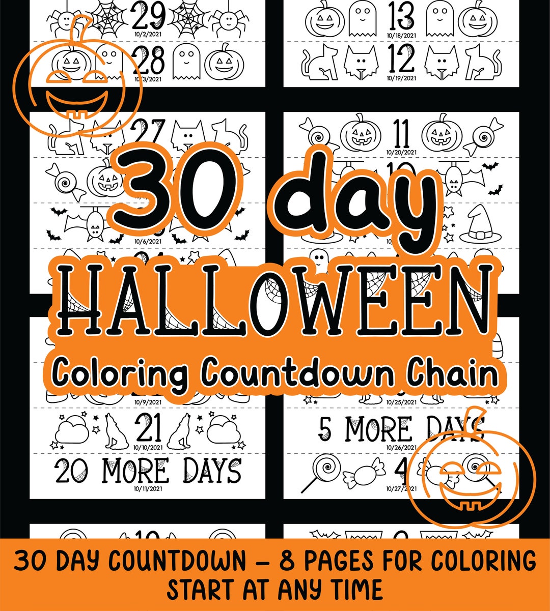 Halloween Countdown Coloring Page, Countdown Chain Printable, Days ...