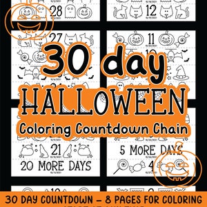 Halloween Countdown Coloring Page, Countdown Chain Printable, Days ...
