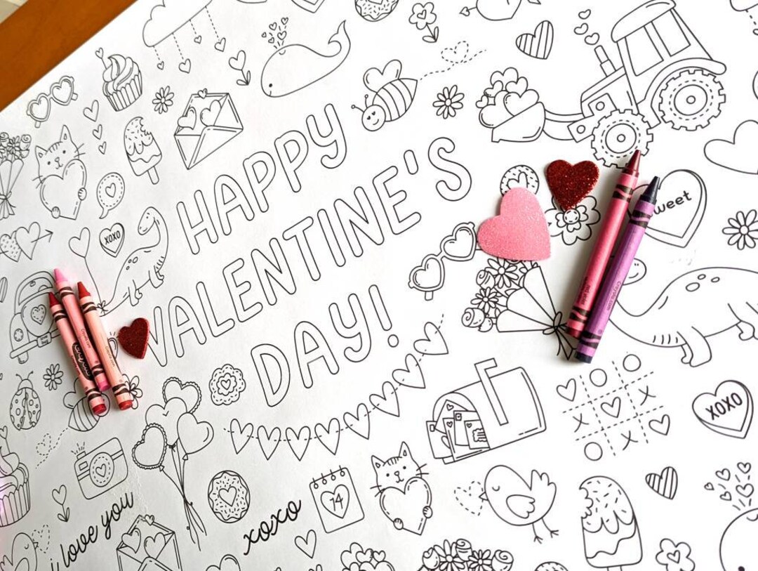 JUMBO Valentine's Day Coloring Poster, Giant Valentine, Valentine's ...