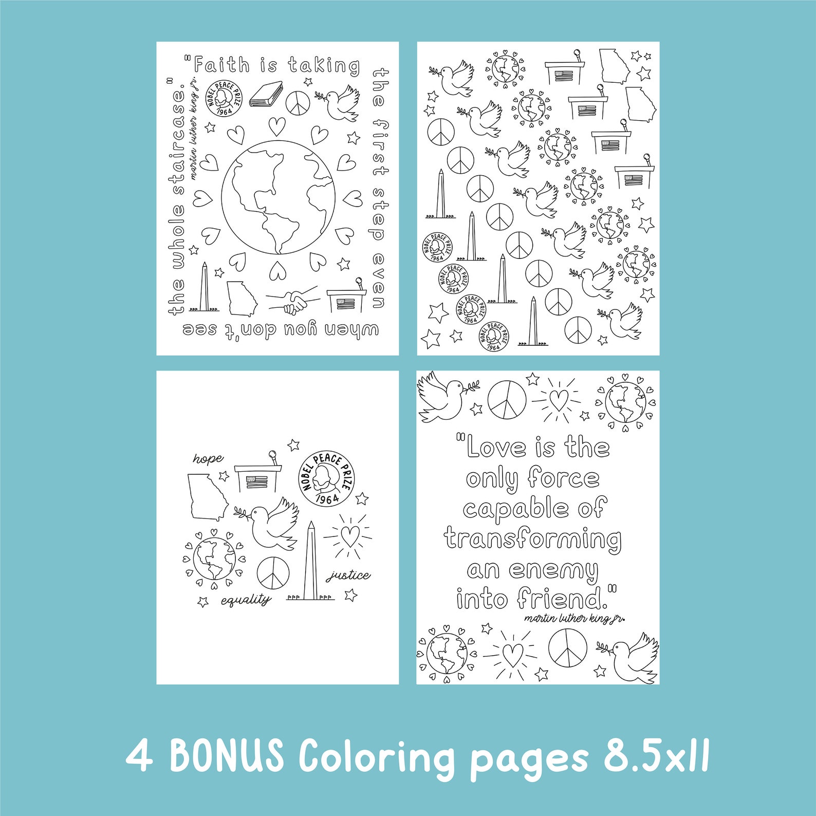 JUMBO Martin Luther King Jr. Coloring Poster, MLK Day, Martin Luther ...