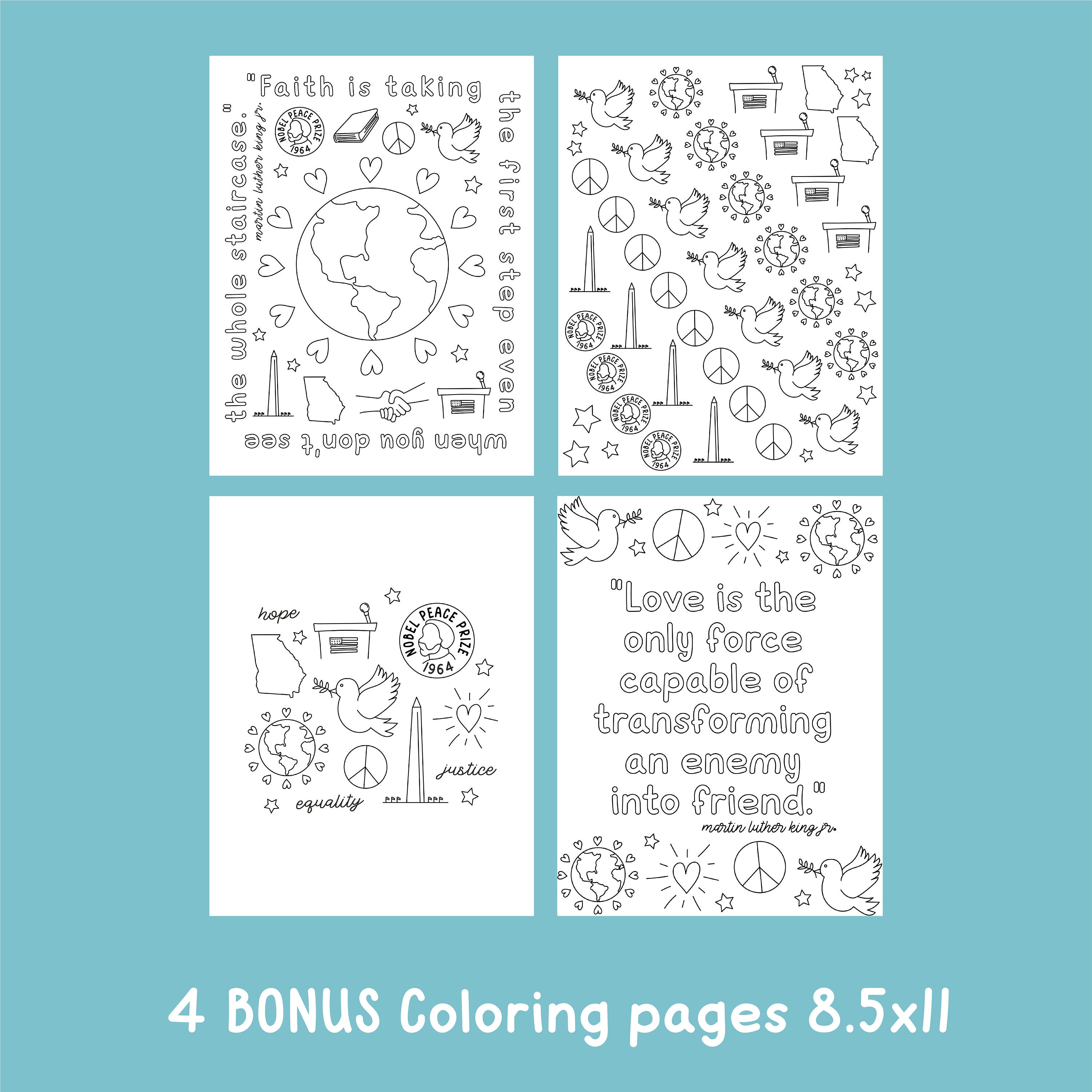 JUMBO Martin Luther King Jr. Coloring Poster, MLK Day, Martin Luther ...