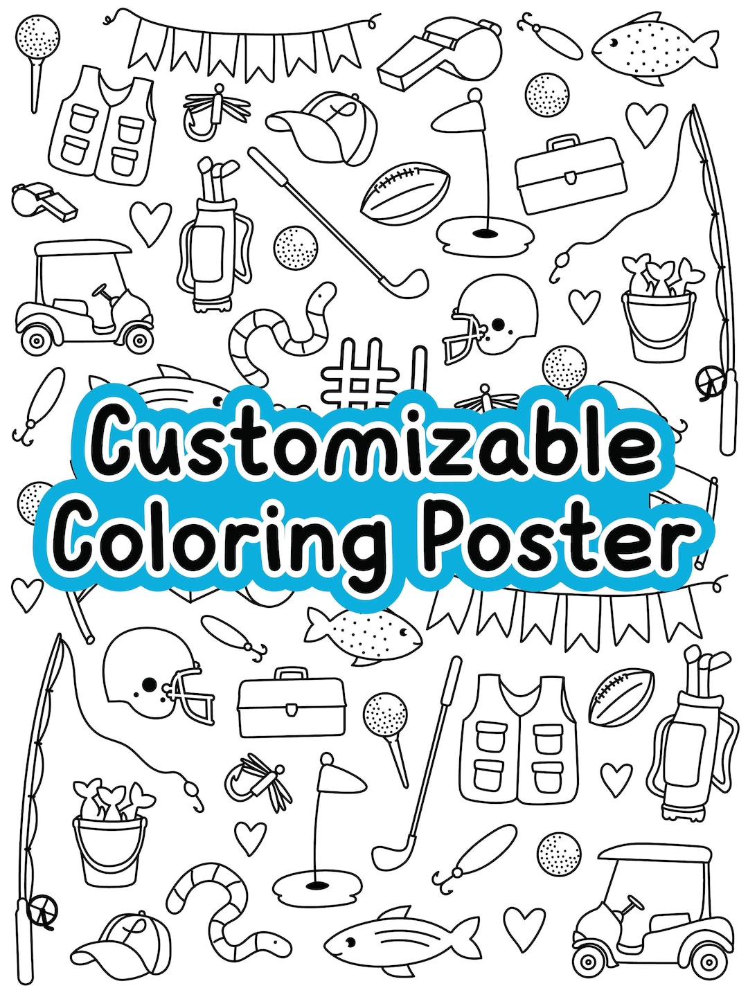 CUSTOM Jumbo Coloring Page, Personalized Coloring Pages for Wedding ...