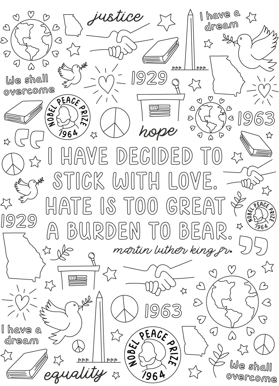 JUMBO Martin Luther King Jr. Coloring Poster, MLK Day, Martin Luther ...