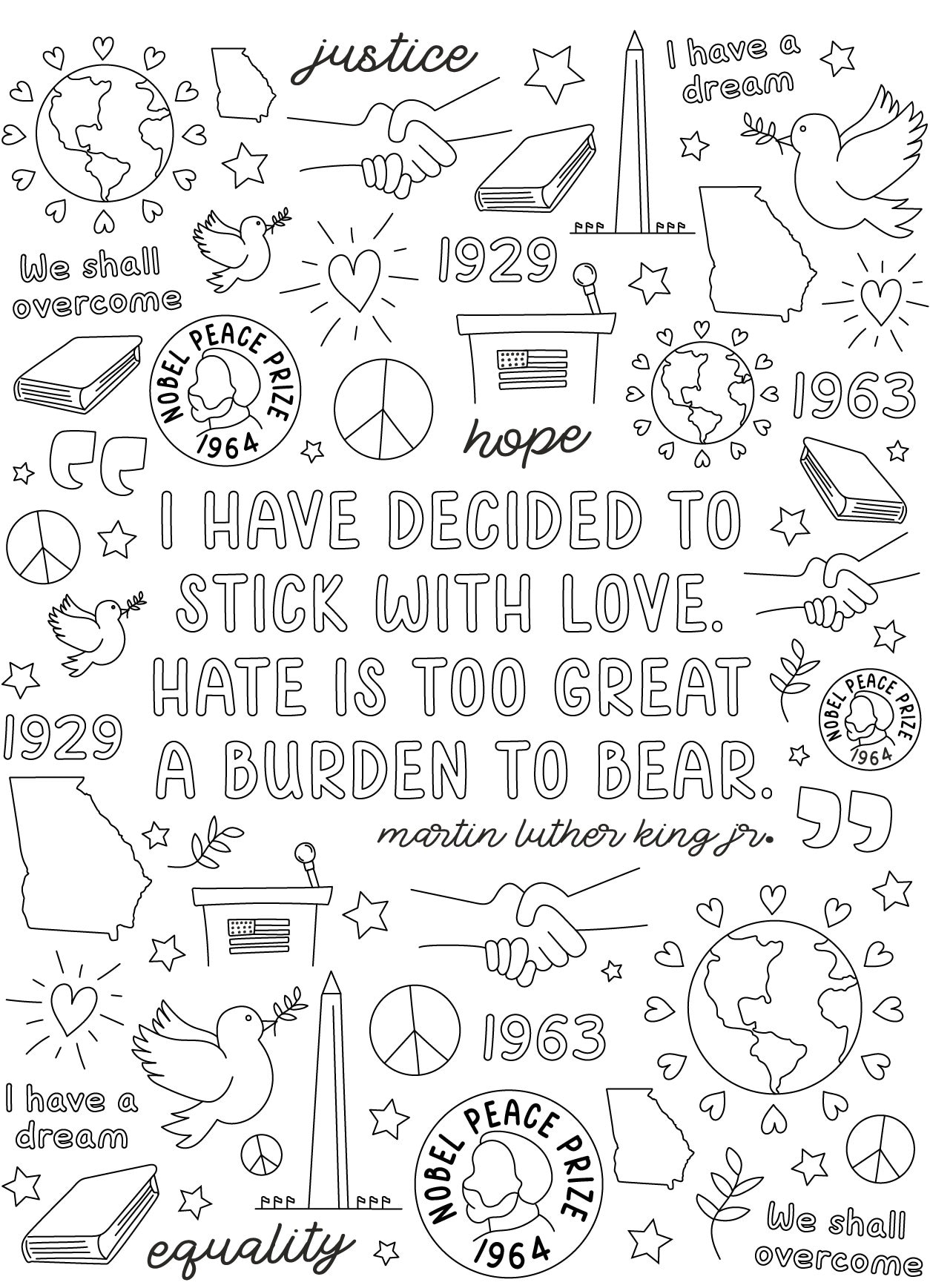 JUMBO Martin Luther King Jr. Coloring Poster, MLK Day, Martin Luther ...