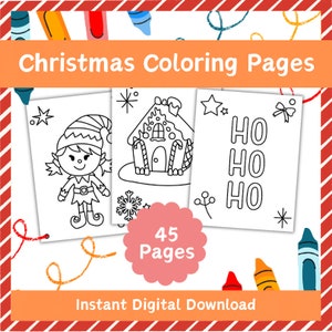 45 Christmas Coloring Pages for Kids, Preschool Coloring Book, Simple ...