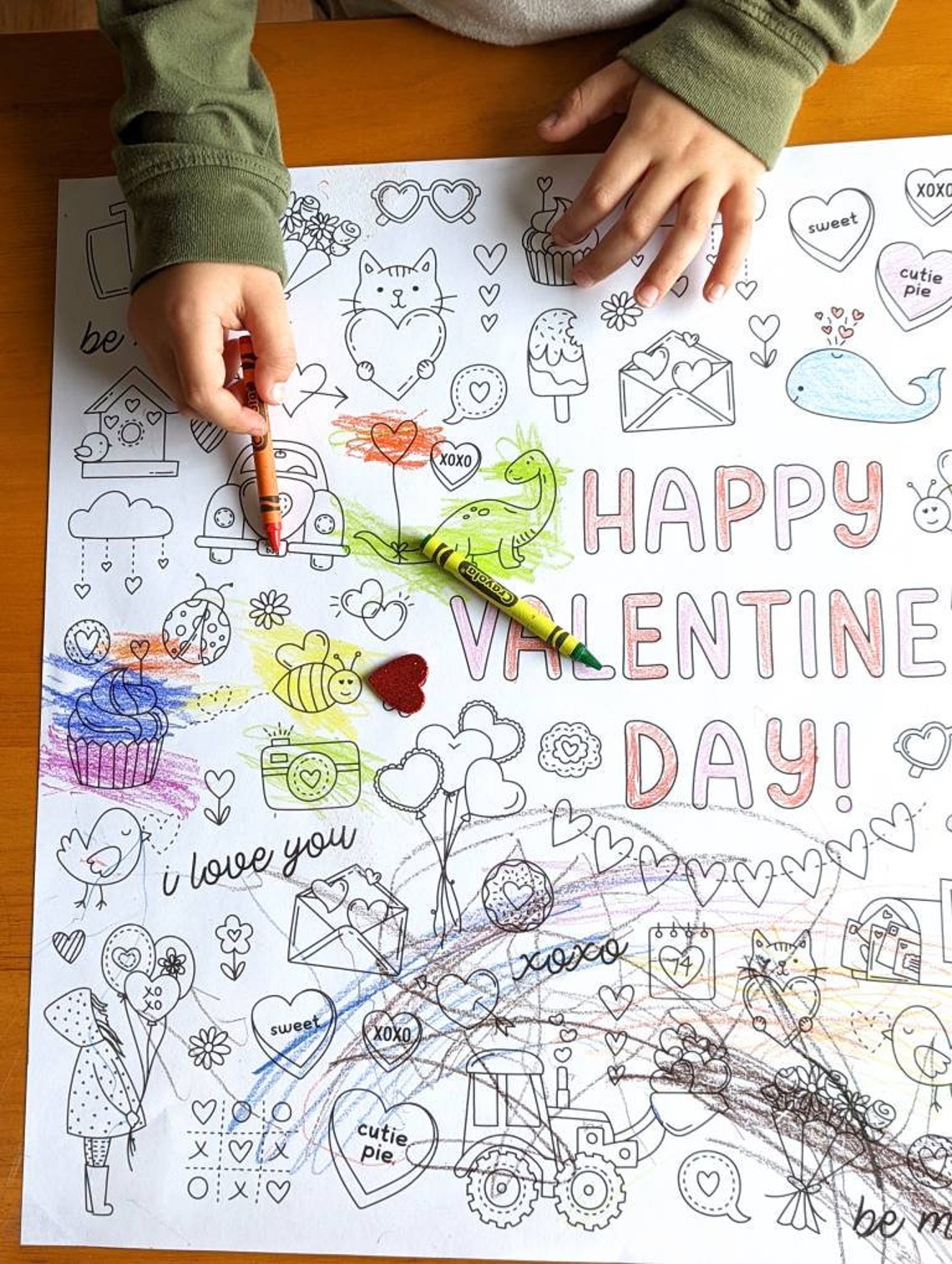 JUMBO Valentine's Day Coloring Poster Giant Valentine - Etsy